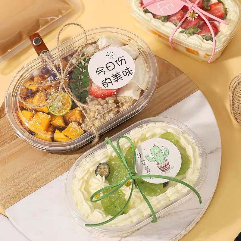 25pcs Oval Plastic Container Oval Cake Container Dessert Container ...