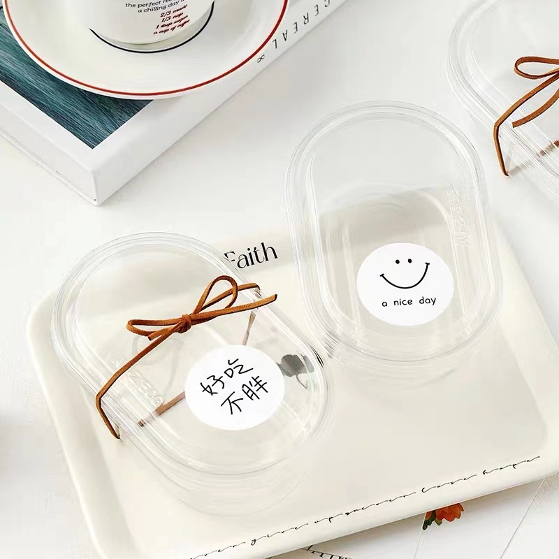 25pcs Oval Plastic Container Oval Cake Container Dessert Container ...