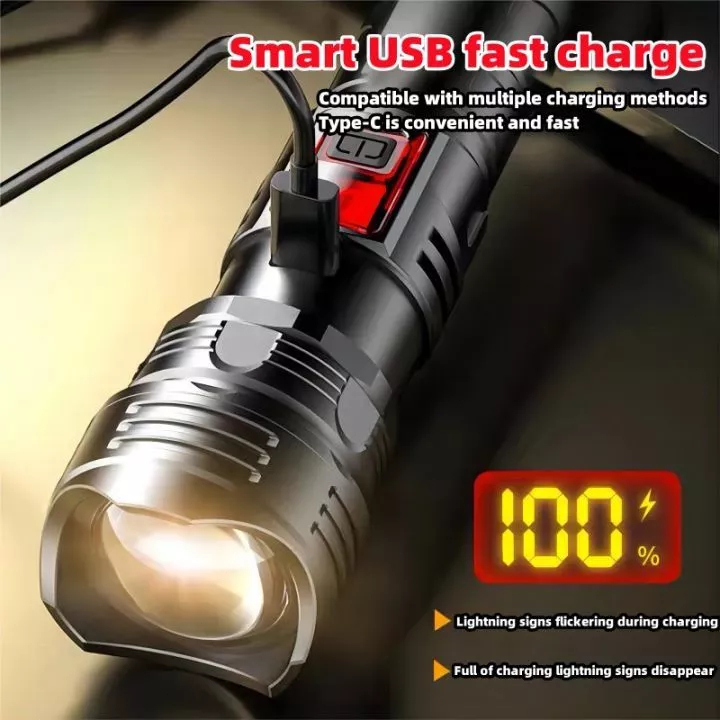 Flashlight Rechargeable Waterproof Smart Digital Display LED flashlight ...