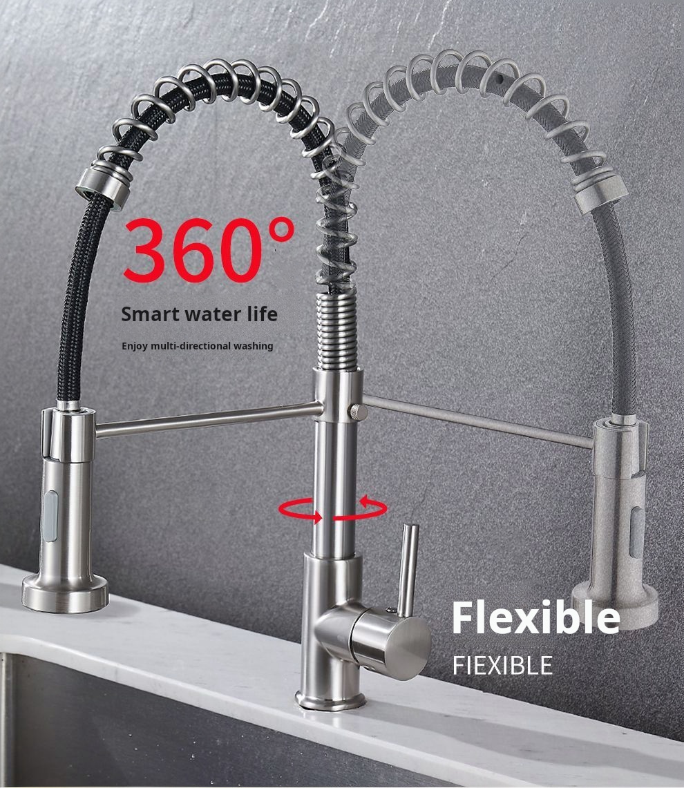 German stainless steel spring faucet 360° rotating pull-down, wall ...