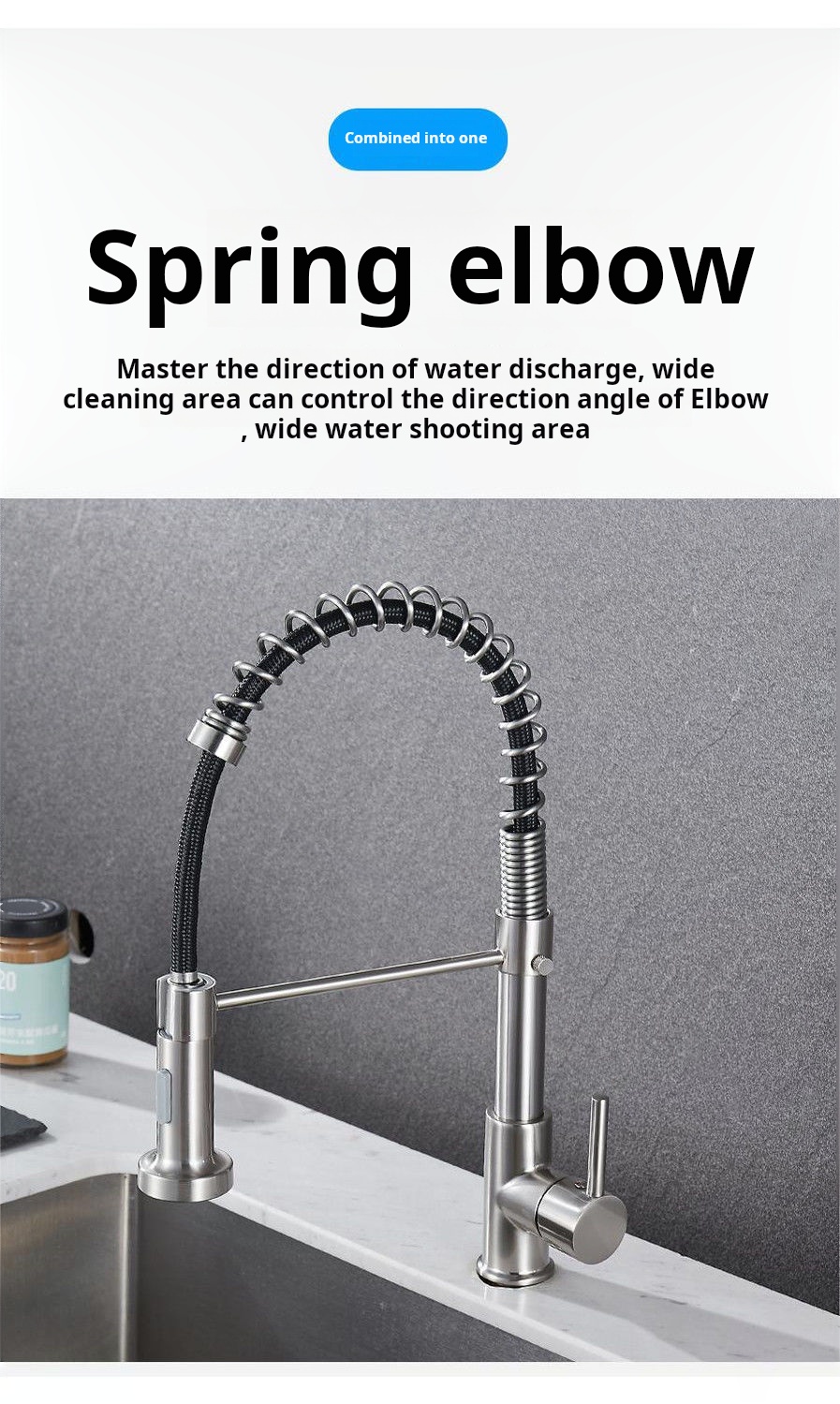 German stainless steel spring faucet 360° rotating pull-down, wall ...