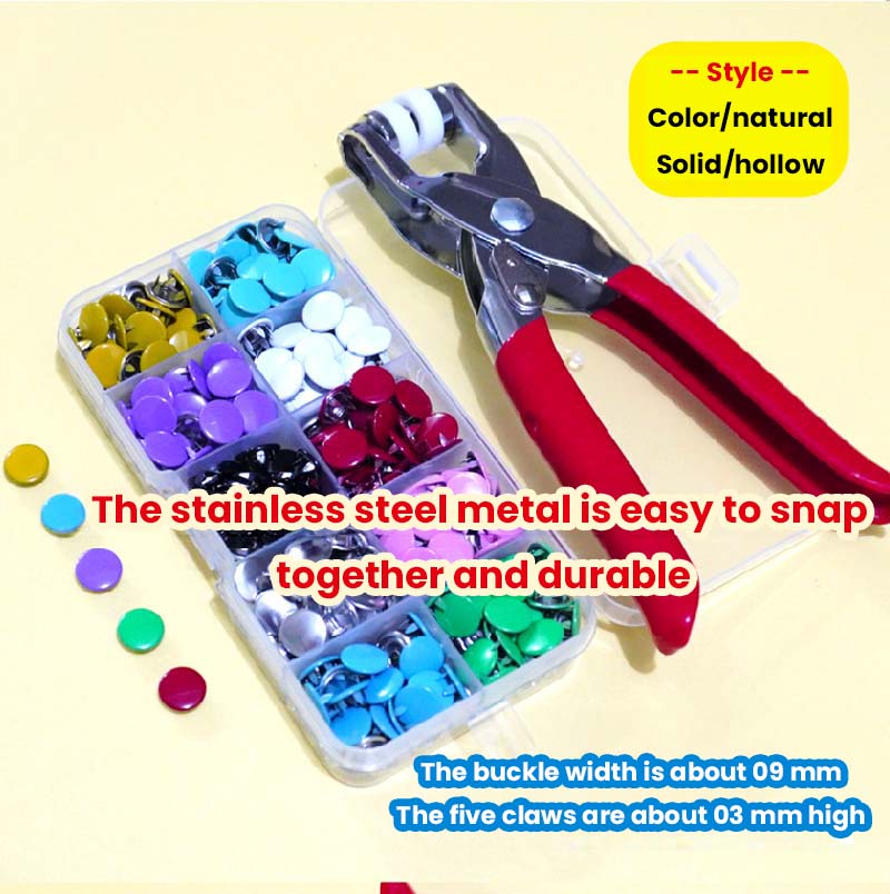 100 Set Snap Button Pliers Tools Set Automatic Eyelet Puncher Fastener Pliers No-Sew Button With ...