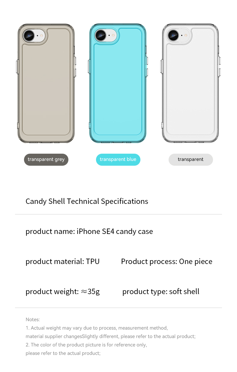 for iPhone SE4 16E Case Transparent TPU Anti-Scratch PhoneCase Shock ...
