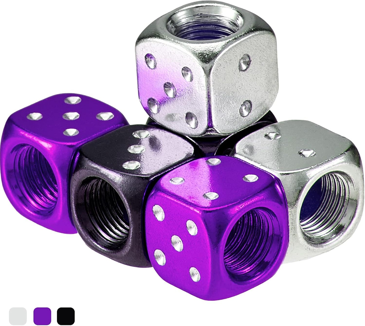 2/4 Pieces Aluminum Dice Valve Aluminum Dice Style Valve Stem Caps Car ...