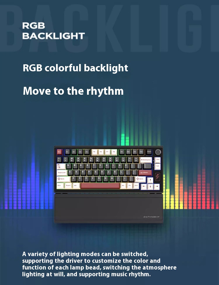 BATKNIGHT BK75 BK75 Wireless Mechanical Keyboard 75% Hot swappable RGB ...