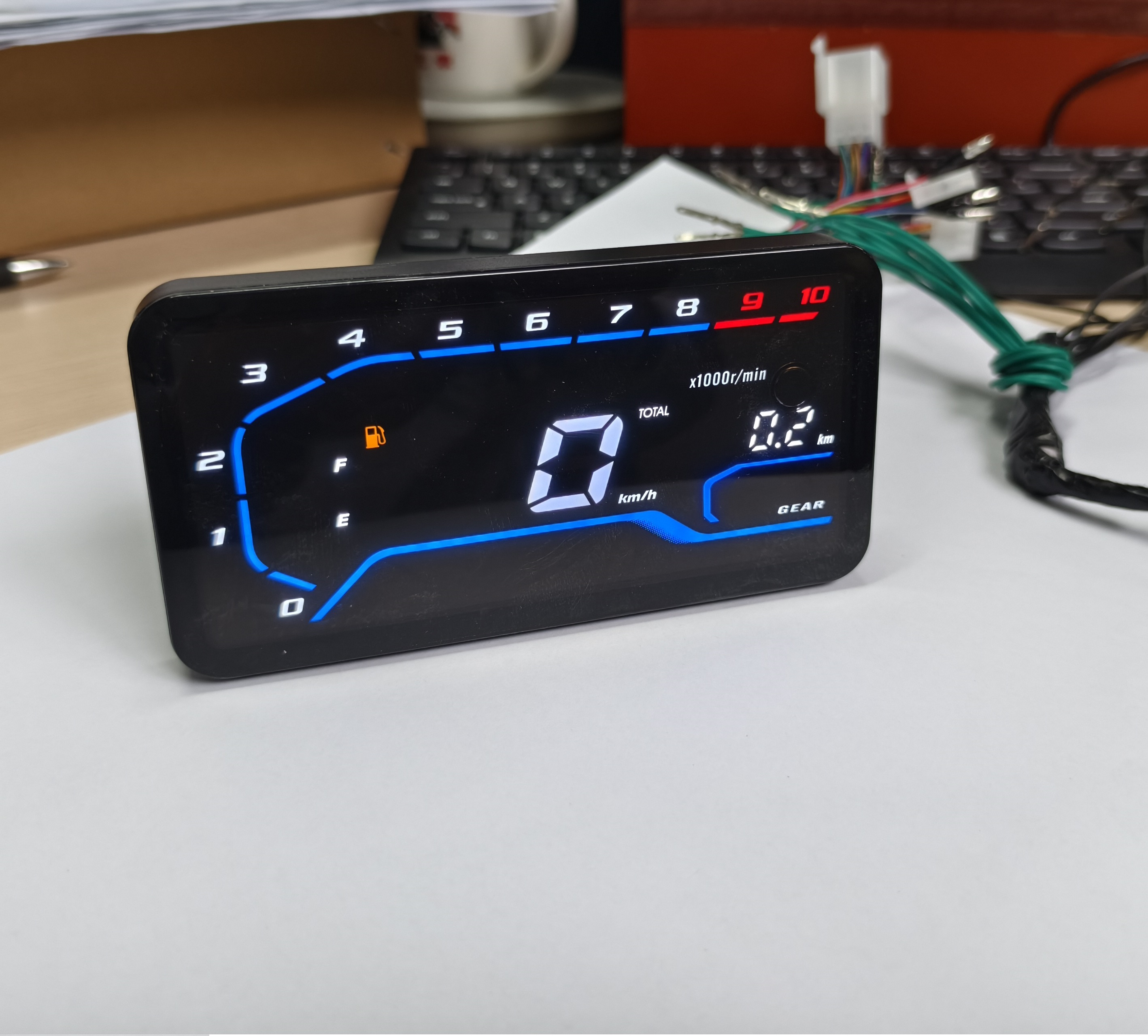 Universal 12V LED Waterproof Digital Motorcycle RPM Speedometer Modify ...