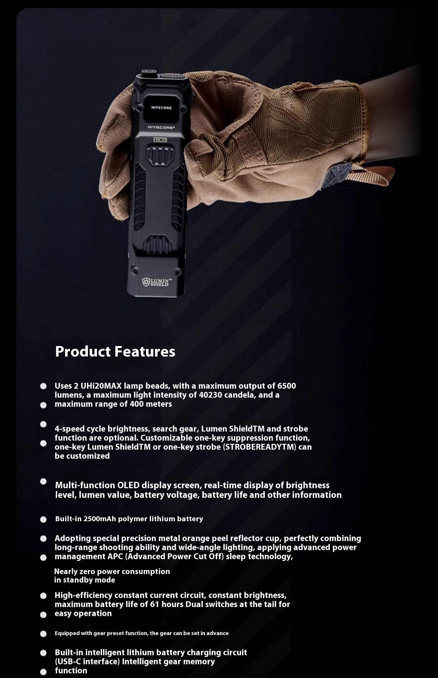 NITECORE EDC29 6500 lumens USB-C Rechargeable Ultra Slim High ...