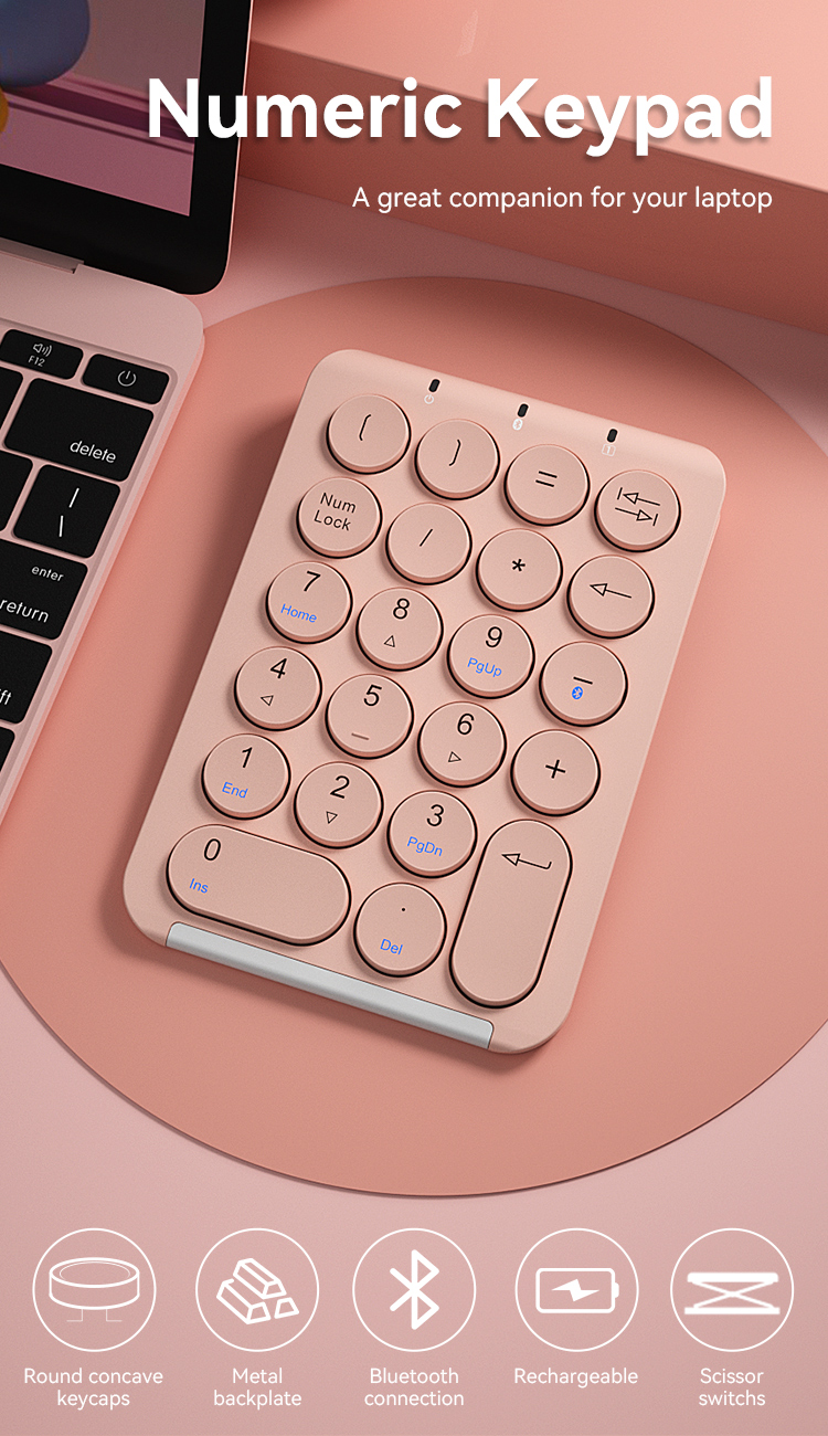 BOW HB159 Mini Wireless Bluetooth Numeric Keypad 22 Keys Portable ...