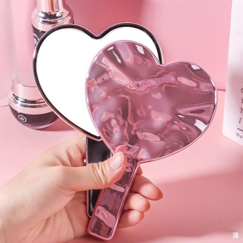 Heart-Shaped Hand Mirror Hand-Held Makeup Mirror For Women's Makeup And ...