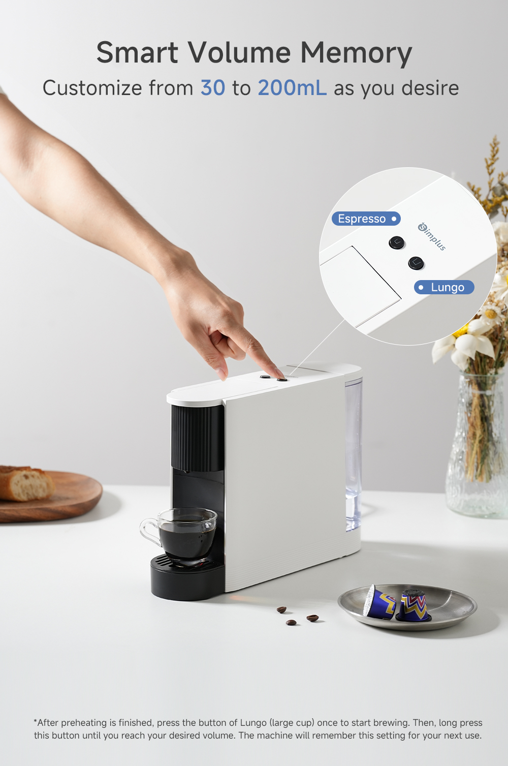 Simplus Capsule Coffee Machine Automatic Coffee Maker Fit Nespresso ...