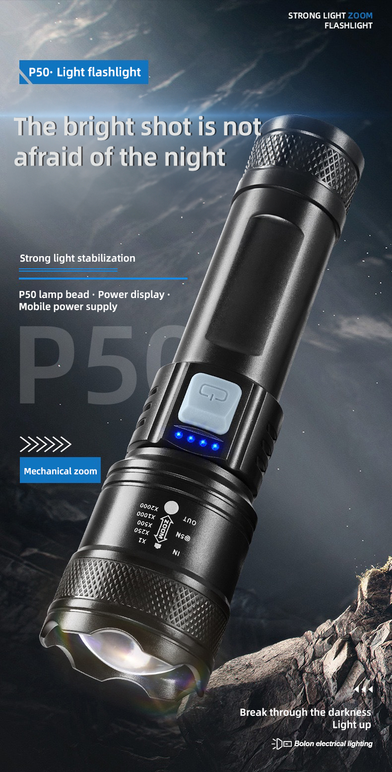 Flashlight Rechargeable Waterproof Smart Digital Display LED flashlight ...