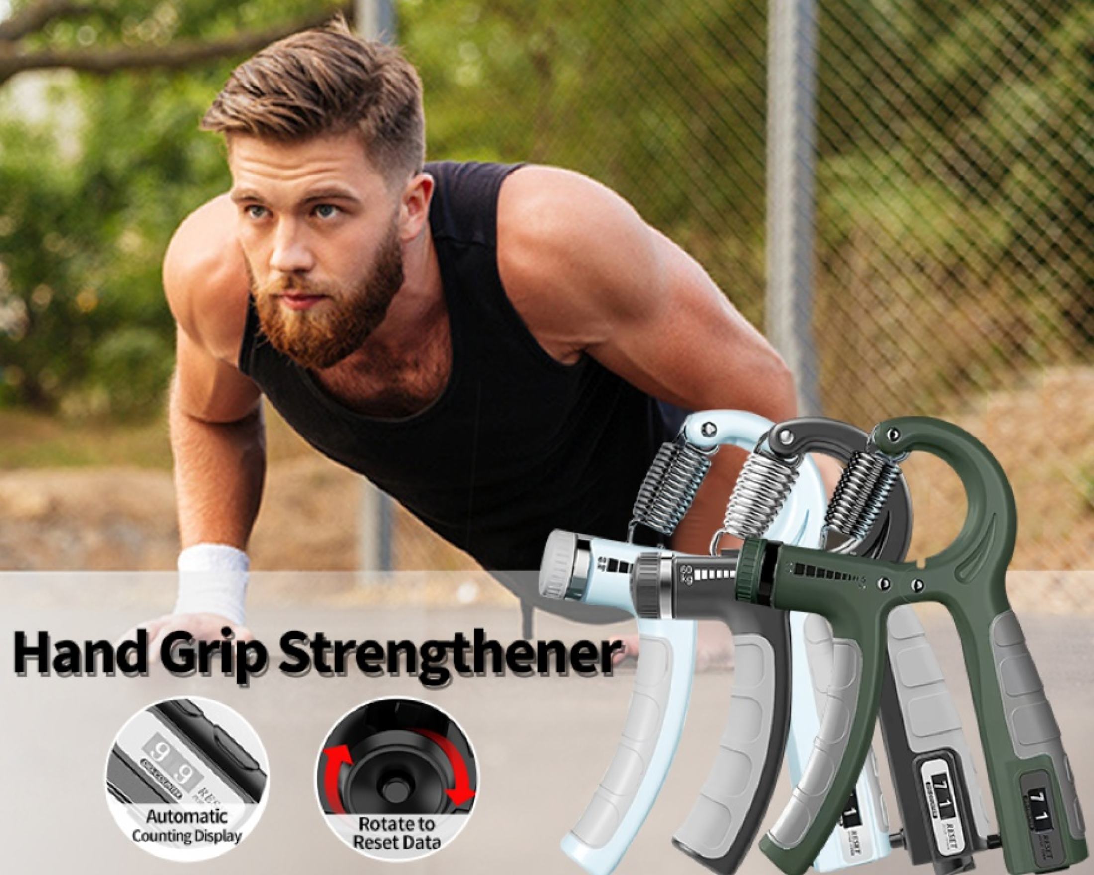 5-60kg R-Shape Adjustable Countable hand Grip Strength Exercise Muscle ...