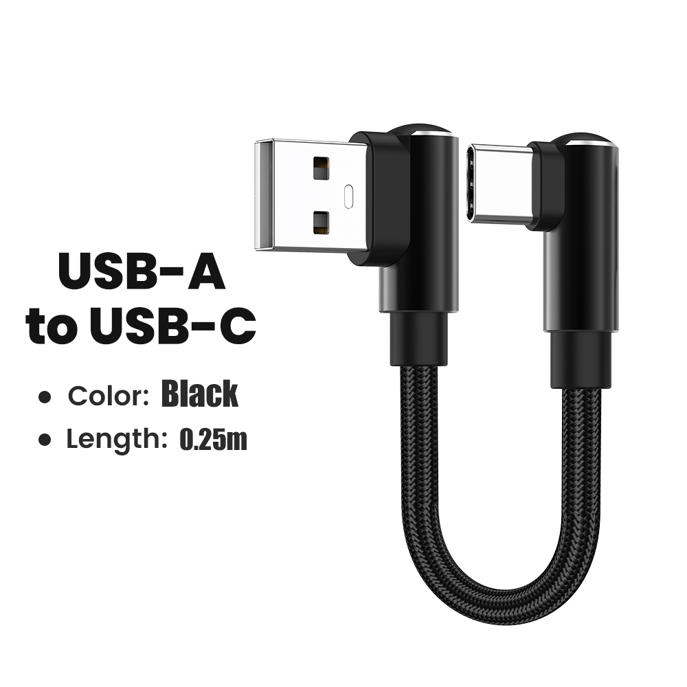 66W Short Type C USB Cable 90° Elbow USB Type C Fast Charging Cable For ...
