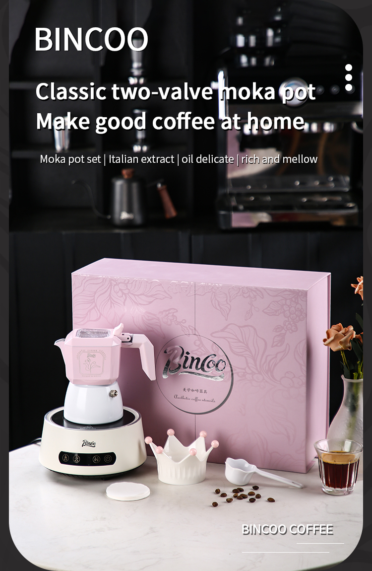 BINCOO Birdie Double Valve Moka Pot Gift Set Coffee Maker Coffee Tools Complete Set for Home ...