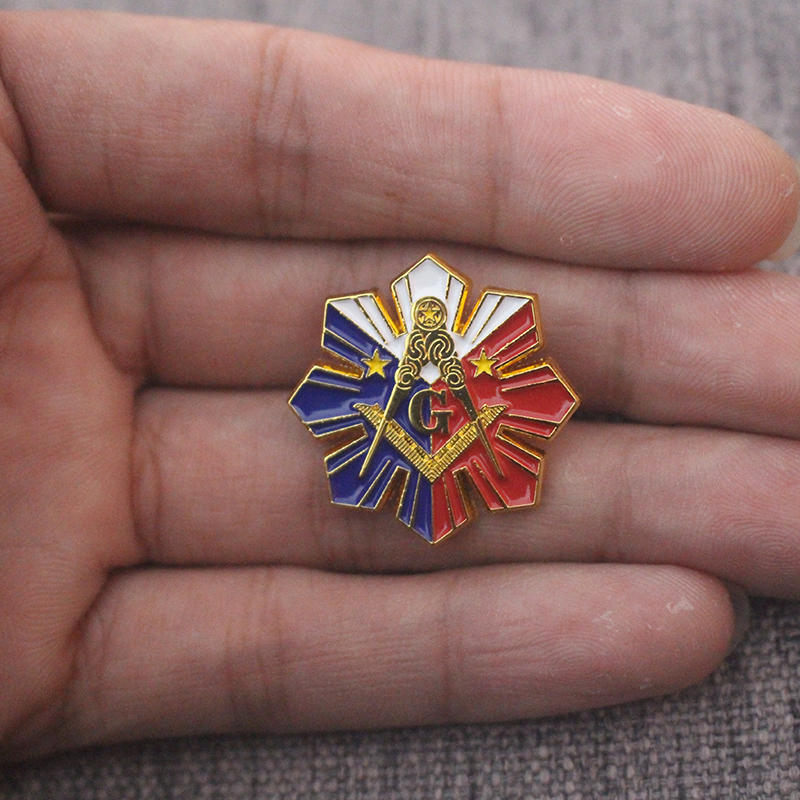 1inch metal The Fraternal Order Of Freemason and Philippine Flag Pin ...