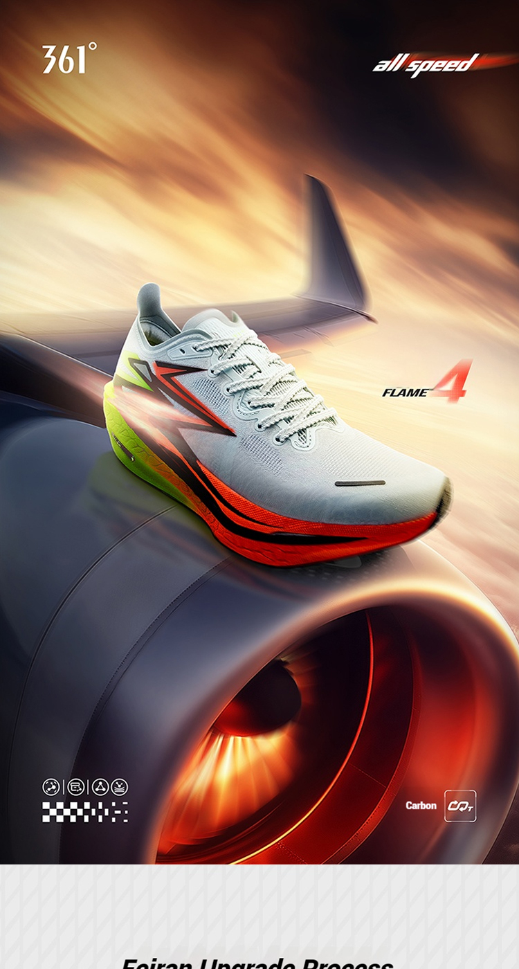 361 Degrees 【Flame 4.0】 Men Women Professional Marathon Racing Running Shoes Breathable Rebound ...
