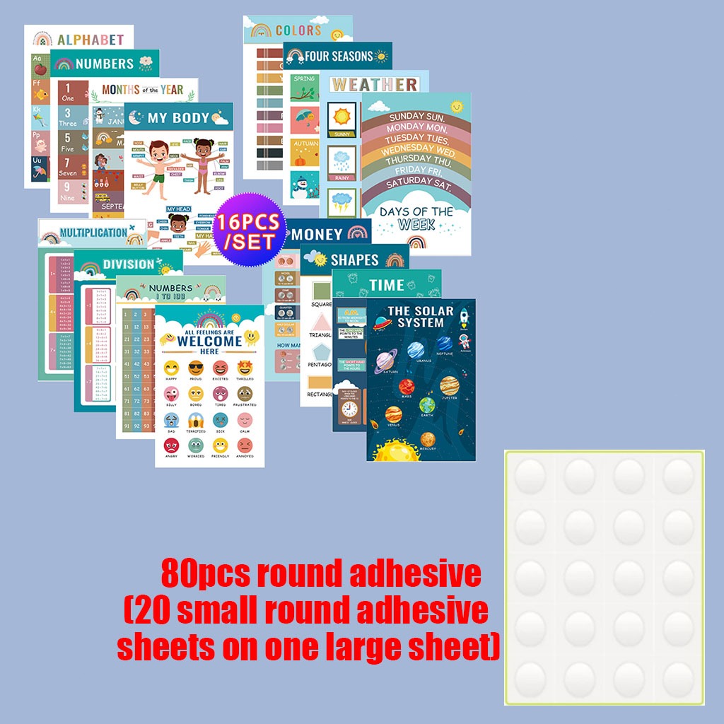 10/12/16 Pcs ABCD Chart For Kid Educational Set Wall Colors Numbers ...