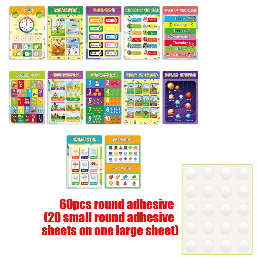 10/12/16 Pcs ABCD Chart For Kid Educational Set Wall Colors Numbers ...