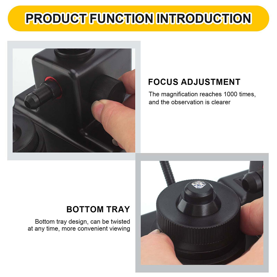 Diamond Girdle Viewer, 4.3" LCD Digital Electron Micrscope, 50-1000X ...