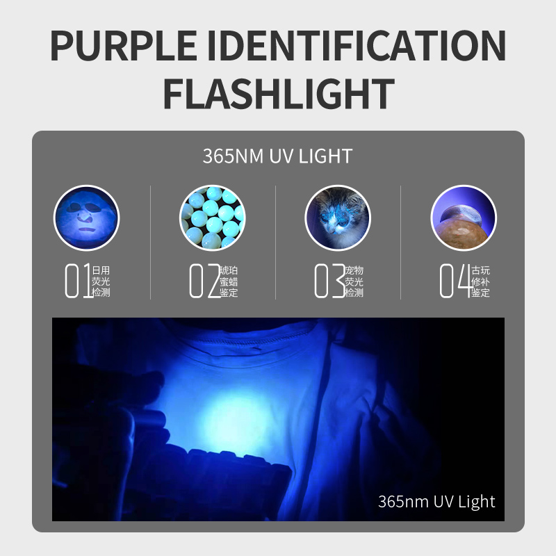 Smiling Shark SD5300 UV Light Mini Flashlight 365nm Purple Light ...
