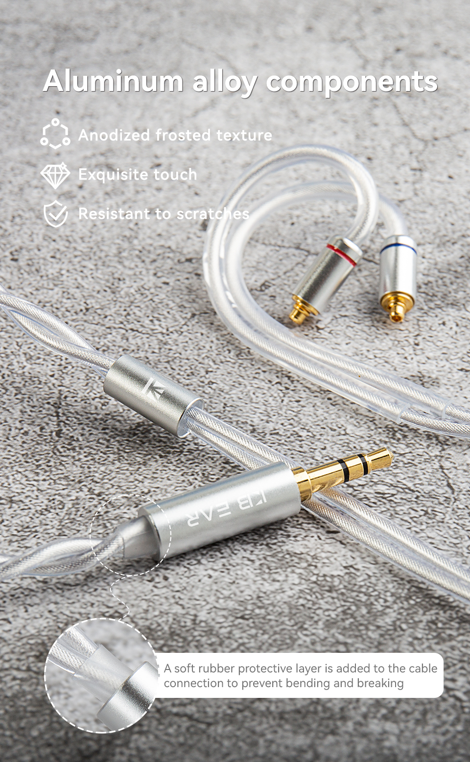 KBEAR Glint 5N OFC Silver-plated Upgrade cable Litz structure Connector Earphone wire for KB02 ...