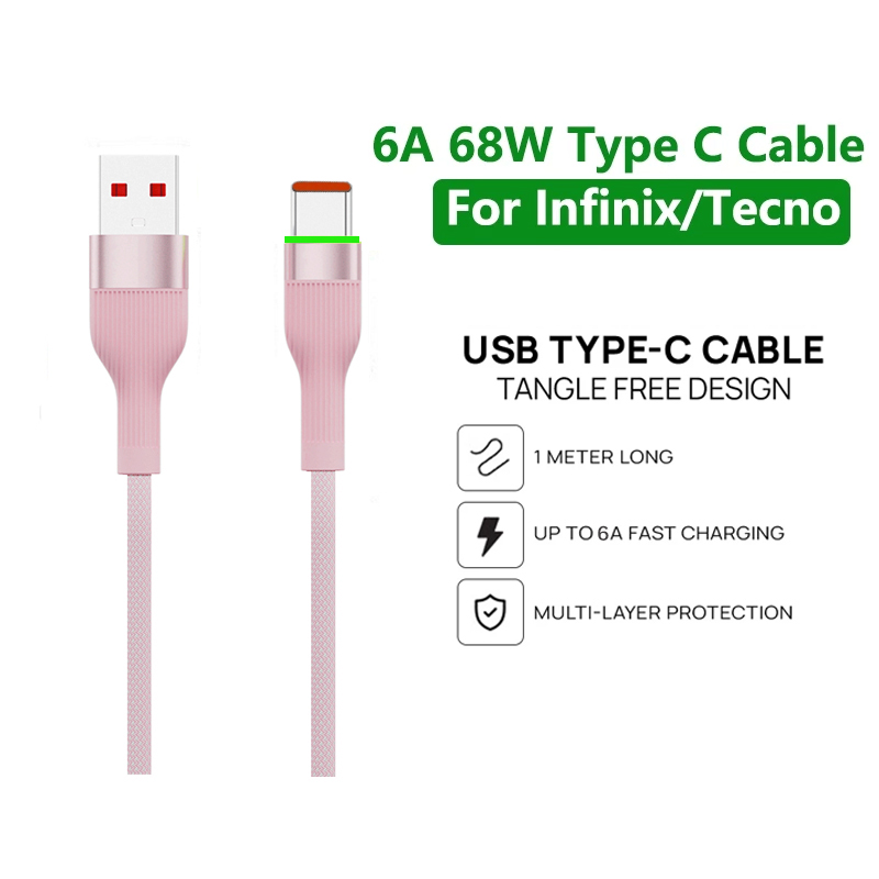 6A 68W Fast Charging Cable USB Type C Charger Data Cord Wire for ...