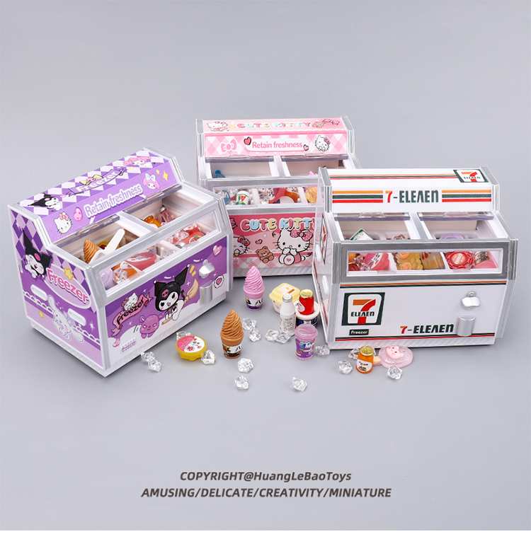 Children's Mini Supermarket Ice Cream Small Freezer Miniature ...