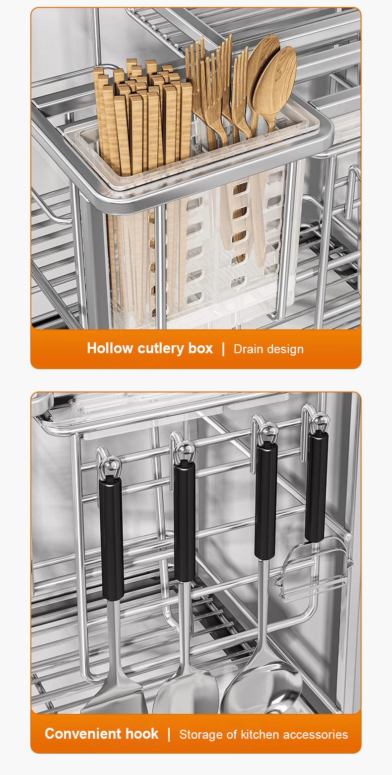 ICIC Pull Out Kitchen Cabinet Stainless Condiments Racks Organizer ...