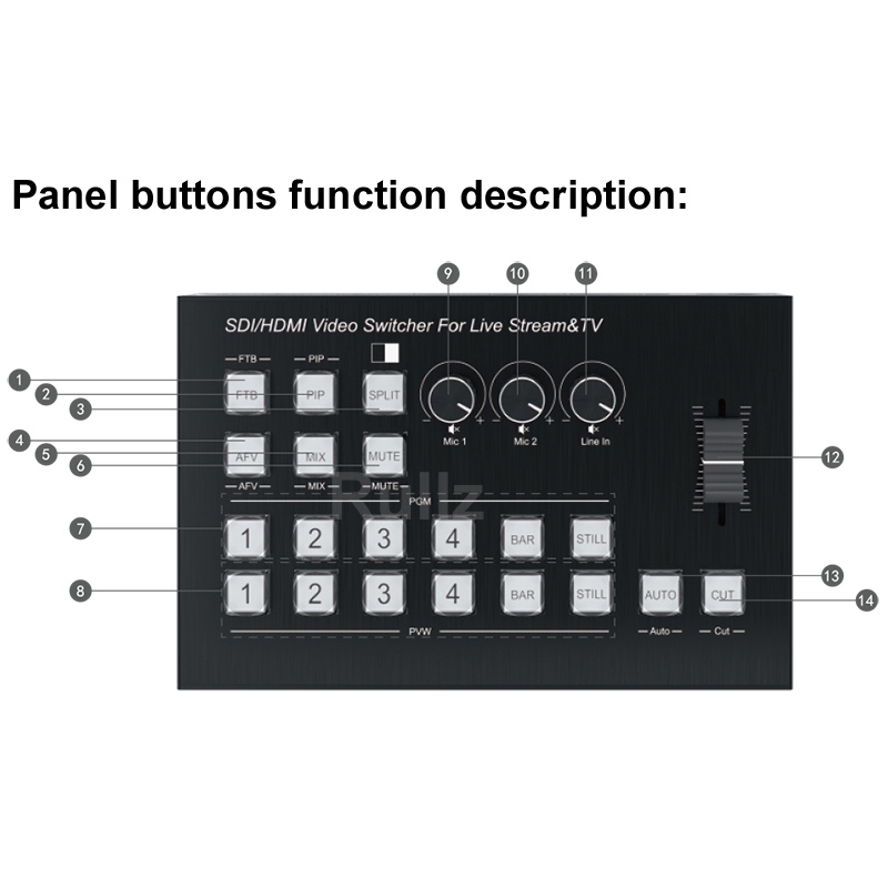 4K HDMI Video Mixer Switcher Multi Camera Streaming Live Production ...