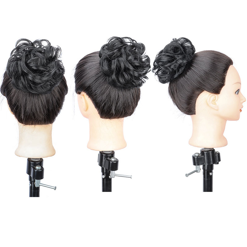 Synthetic Curly Bun Hairpiece - Fluffy Messy Bun with Rubber Band ...