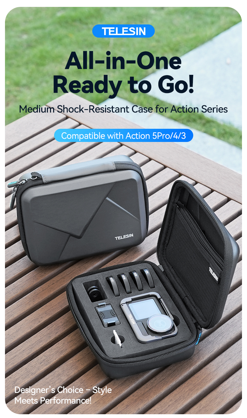 TELESIN 3 Size Storage Case S M L Hard Shell Bag for DJI Action 5 4 3 ...