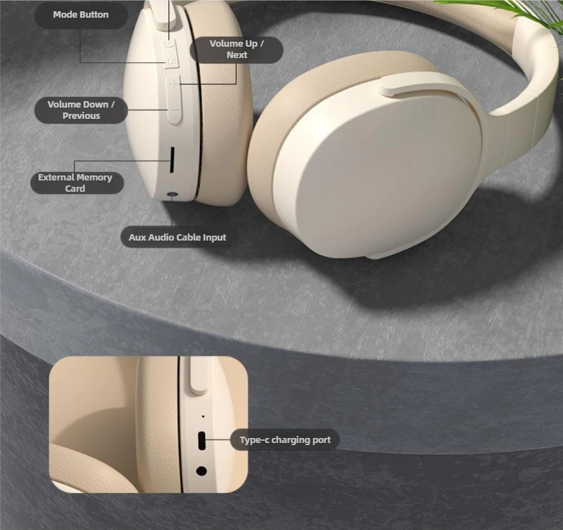 Bass Boosted Wireless Bluetooth Headphones with Mic Foldable Low ...