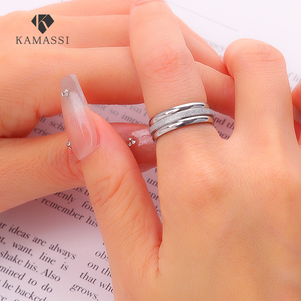 KAMASSI Buy 1 Get 2 Free Stainless Steel Simple Design Ring Three ...