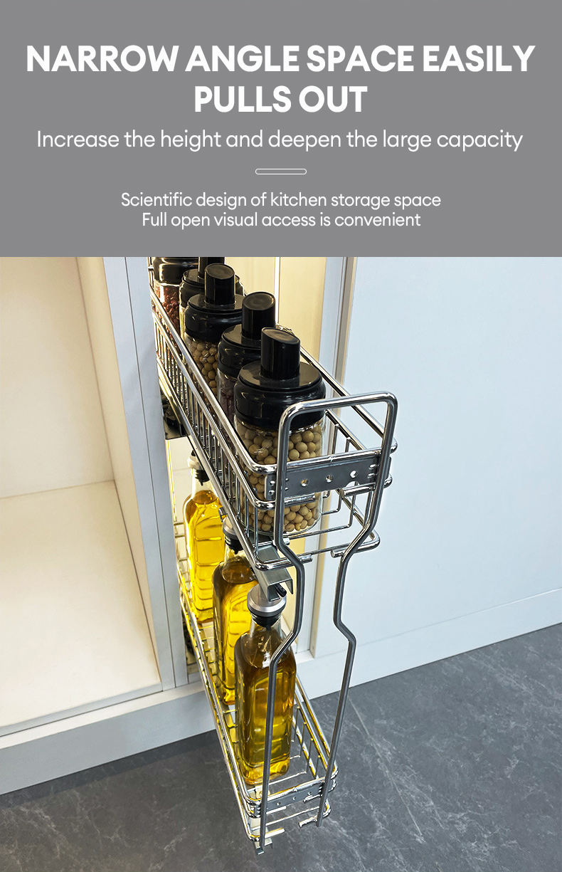 ICIC Condiments Pull Out Rack 2 Layer Pull Out Kitchen Cabinet Pull Out ...