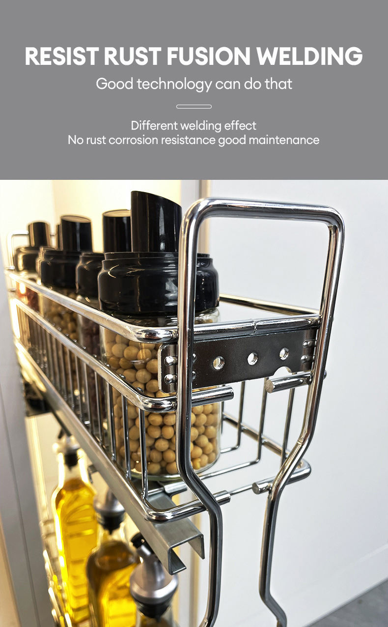 ICIC Condiments Pull Out Rack 2 Layer Pull Out Kitchen Cabinet Pull Out ...