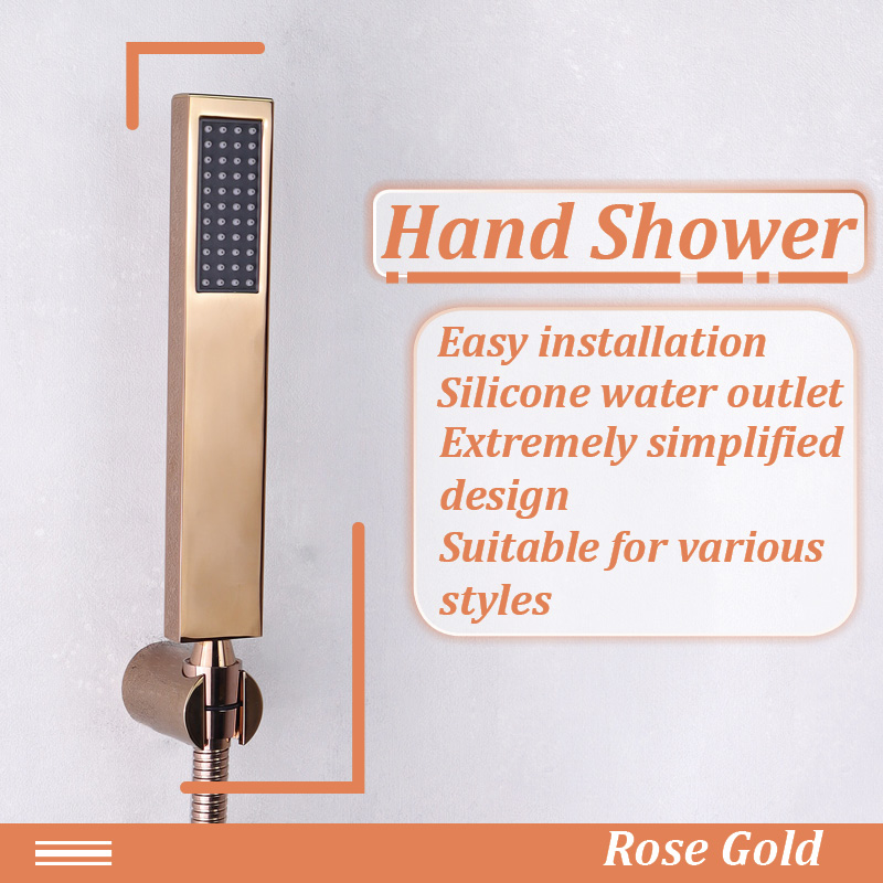 Square Hand Shower Set Wall Mounted Easy Install Brushed Gold G1/2 ...
