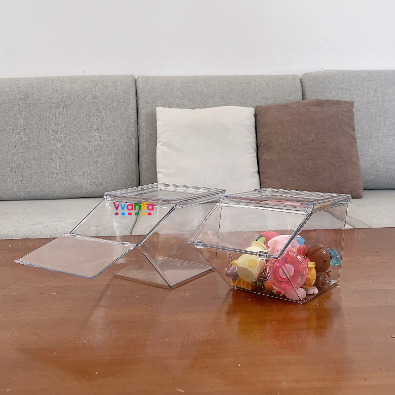 Fliptop Lid Desktop Bin Clear Tea Bag Storage Container Stackable ...