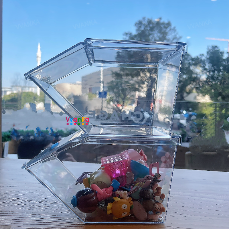 Fliptop Lid Desktop Bin Clear Tea Bag Storage Container Stackable ...