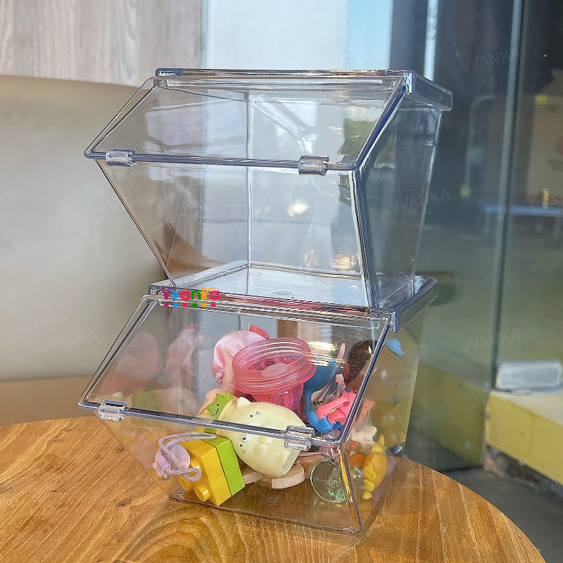 Fliptop Lid Desktop Bin Clear Tea Bag Storage Container Stackable ...