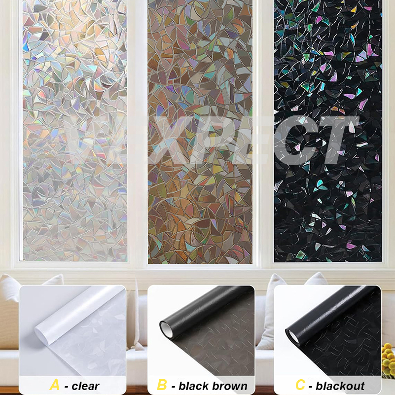 Window Privacy Film Sticker Rainbow Static Cling Stained Glass Window ...