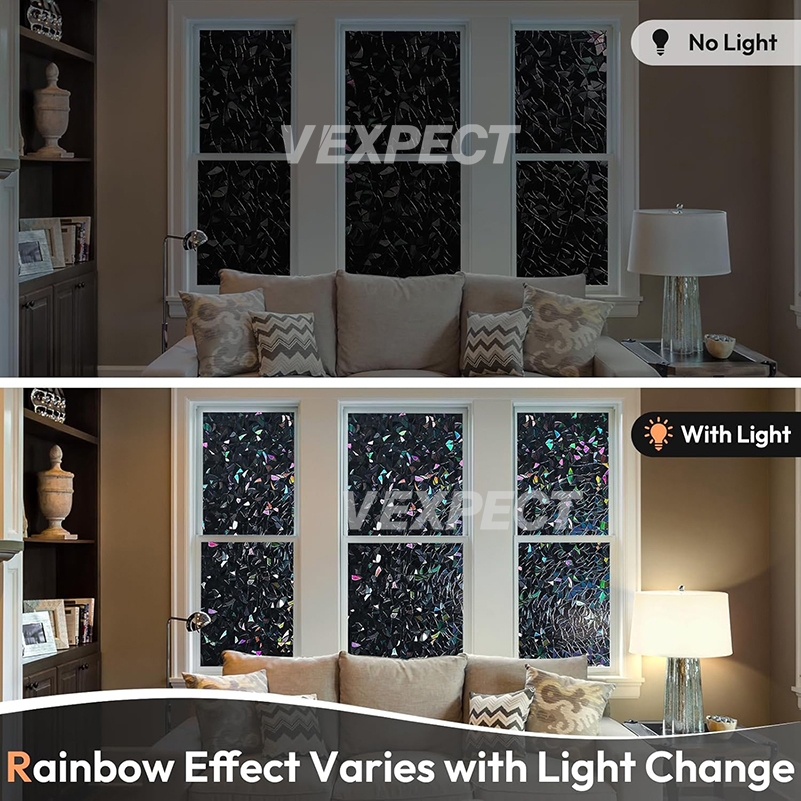 Window Privacy Film Sticker Rainbow Static Cling Stained Glass Window ...