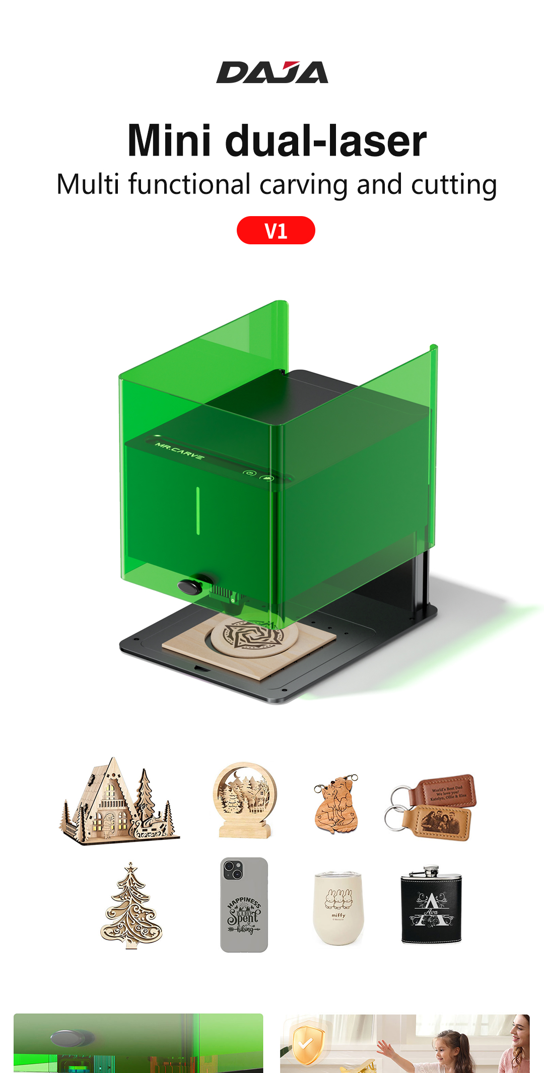 DAJA V1 Laser Engraving Machine Portable Diode Engraver Wood leather ...