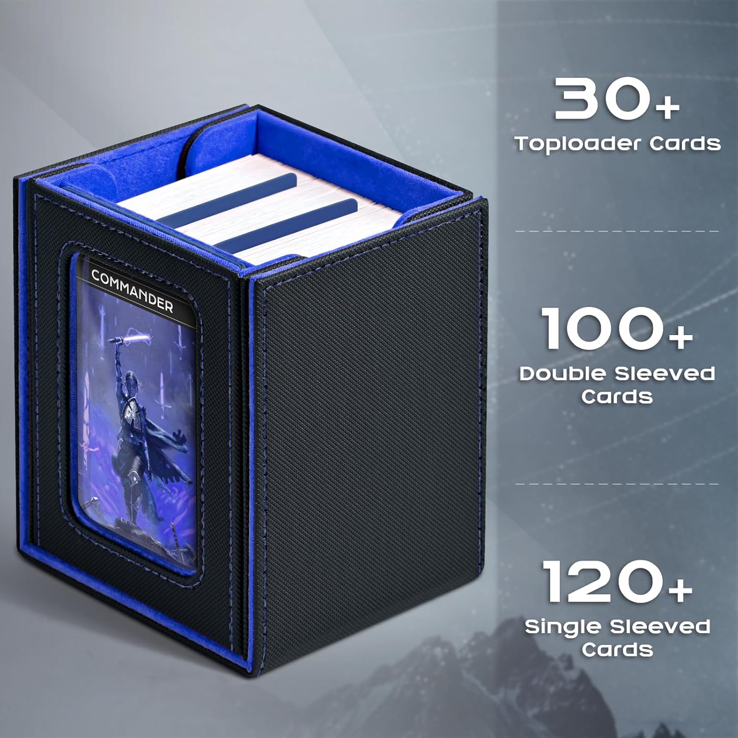 Deck Box with Commander Window storage box Holds 100 Double-Sleeved ...