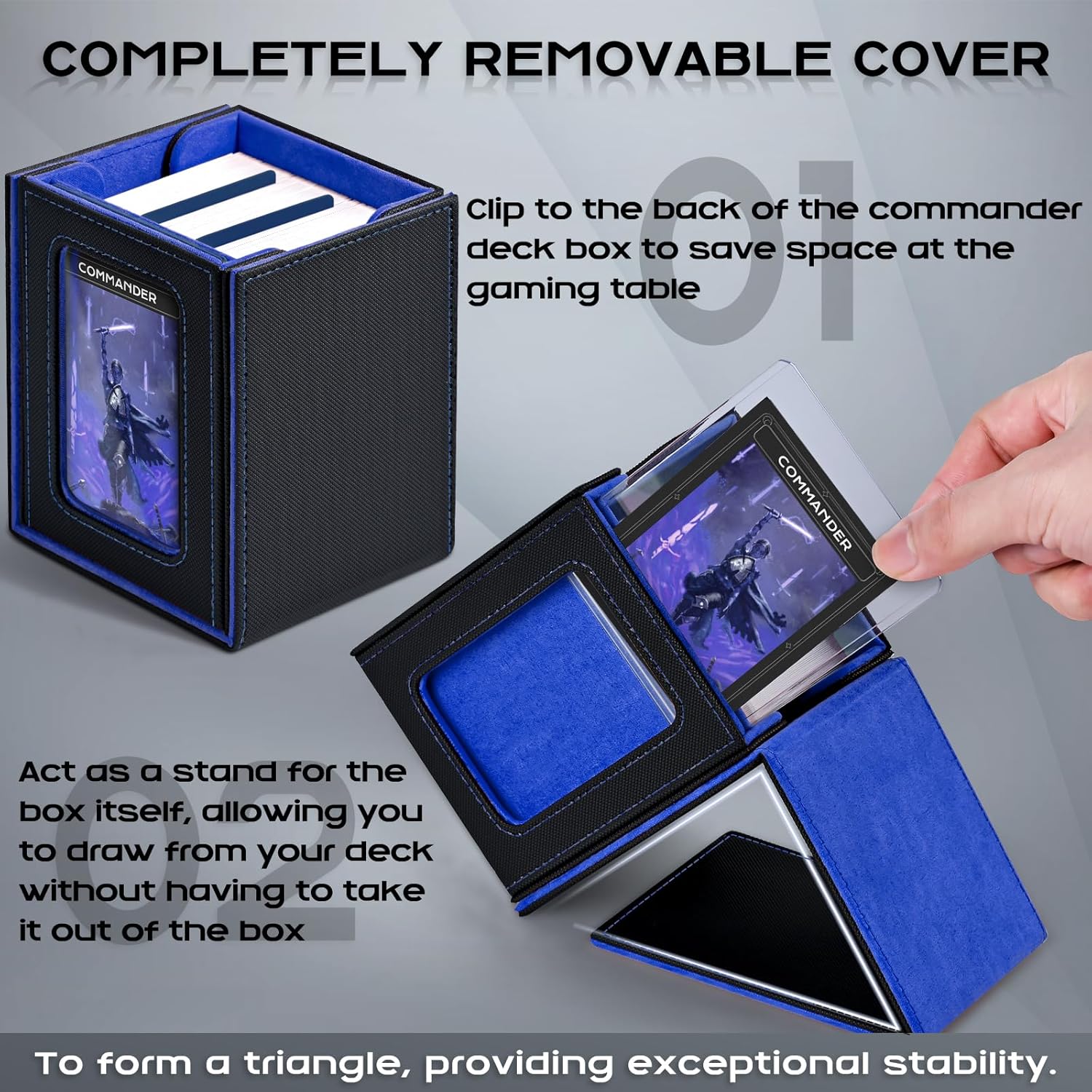 Deck Box with Commander Window storage box Holds 100 Double-Sleeved ...