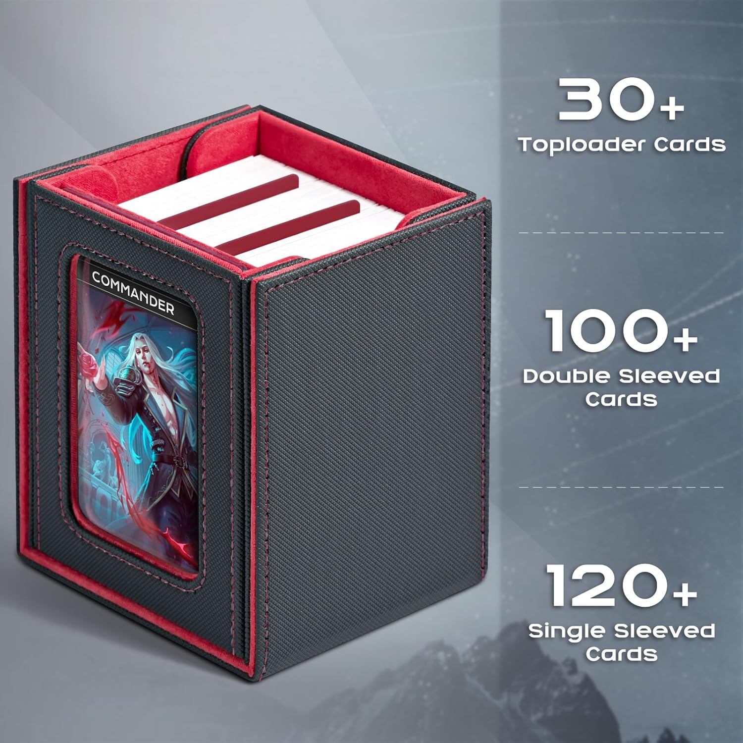 Deck Box with Commander Window storage box Holds 100 Double-Sleeved ...