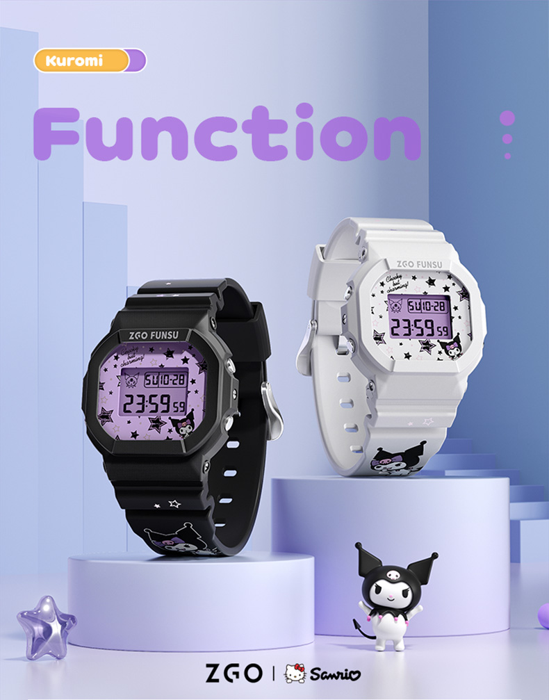 【Ship Today】ZGO x Sanrio Kuromi Watch For Kids 50M Waterproof ...