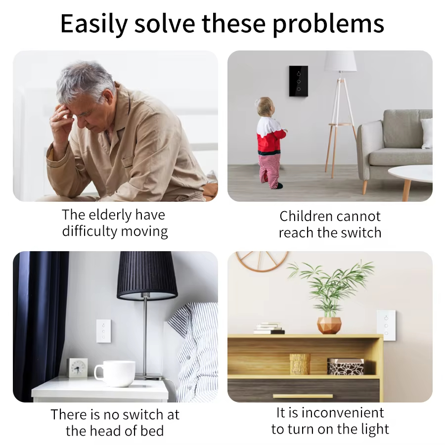 Tuya WiFi Touch Smart Switch Light Without No Neutral Wire Glass Wall ...