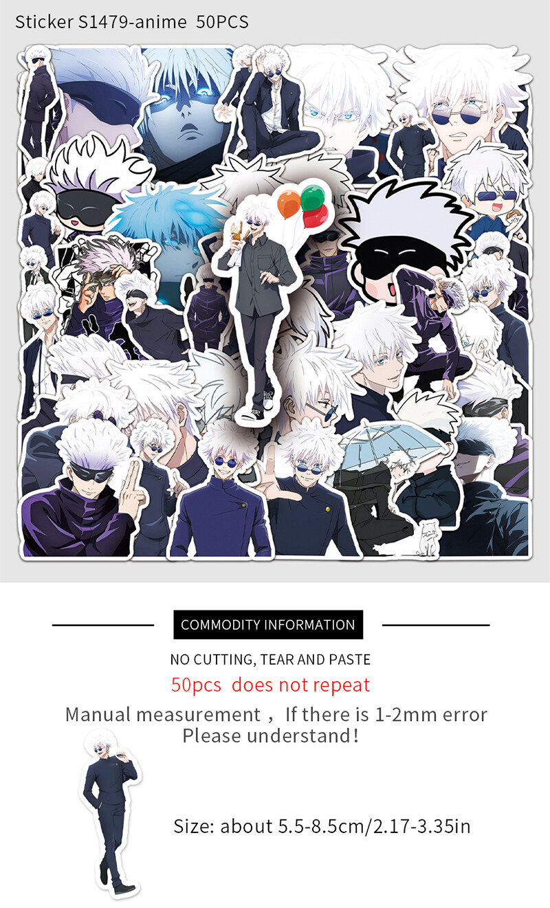 50pcs Jujutsu Kaisen Anime Stickers Cool Satoru Gojo Cartoon Decals ...