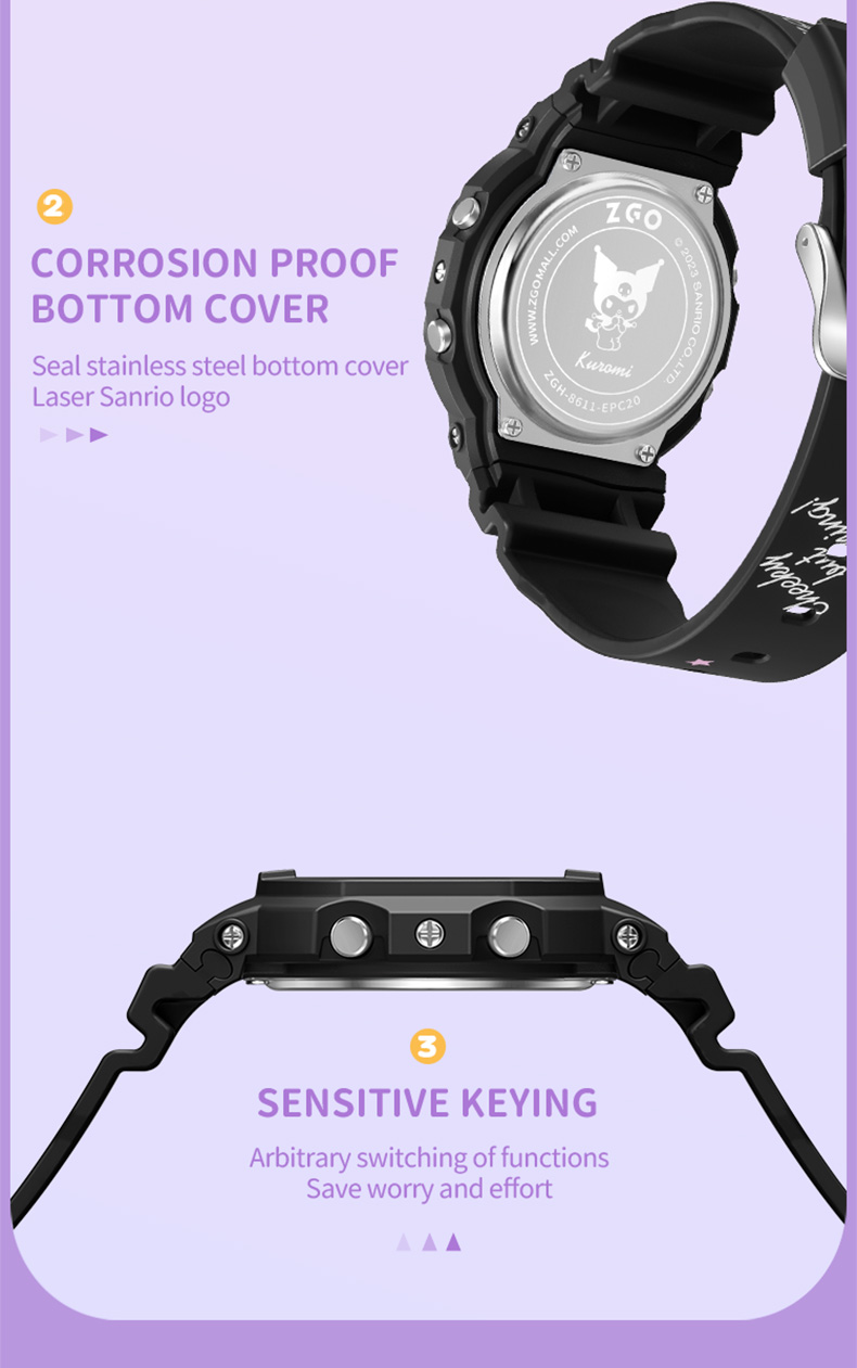 【Ship Today】ZGO x Sanrio Kuromi Watch For Kids 50M Waterproof ...