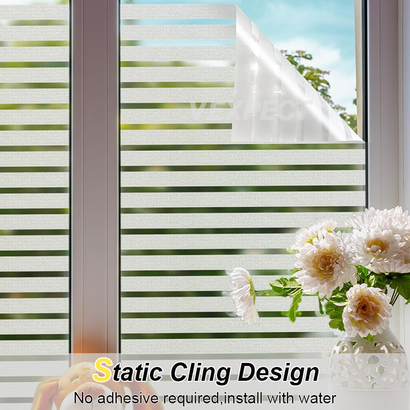 Privacy Window Film Sticker, Reeded Glass Window Sticker Non-Adhesive ...